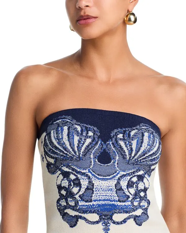 YUKIO Jacquard Knit Strapless Top