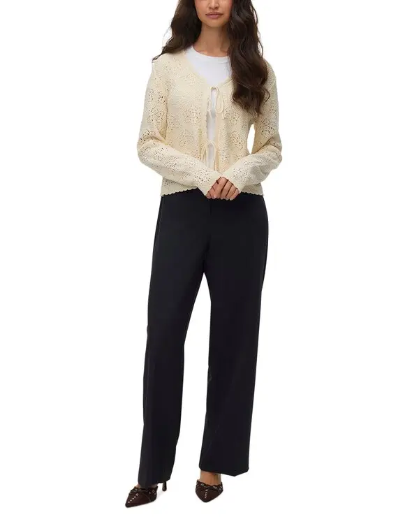 Vero Moda Tie Front Long Sleeve V Neck Cardigan