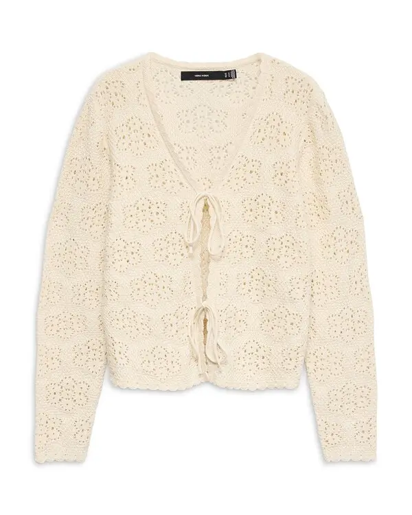 Vero Moda Tie Front Long Sleeve V Neck Cardigan
