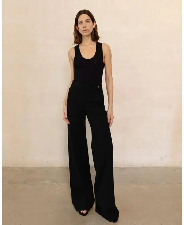 CALLAS MILANO Anouk Stretch Jersey Wide Leg Pants - Black