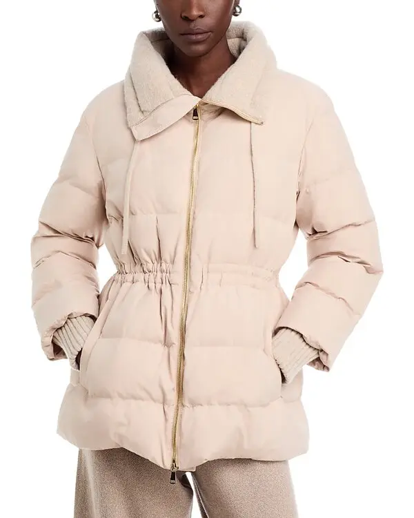 Fabiana Filippi Superlight Padded Parka With Knitted Detail - Mocha