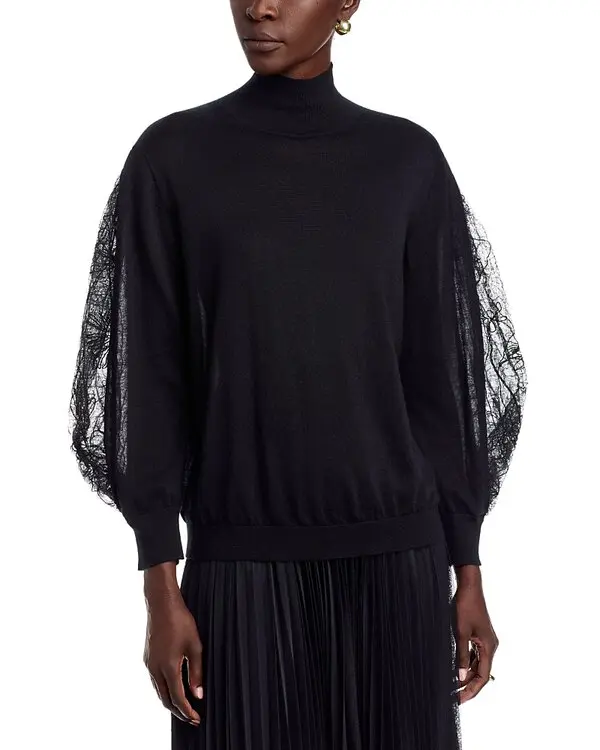 Fabiana Filippi Fabiana Cashmere & Silk Mock Collar Sweater - Black