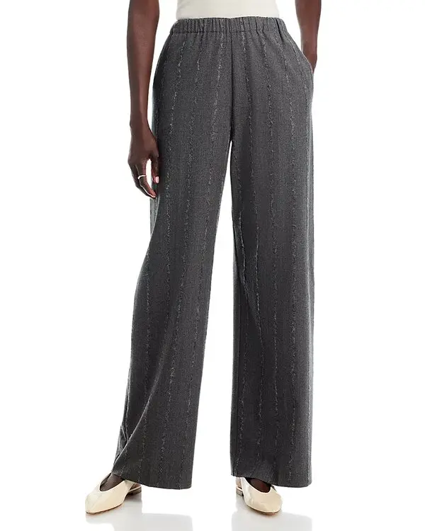 Fabiana Filippi Pinstripe Flannel Straight Leg Pants - Charcoal