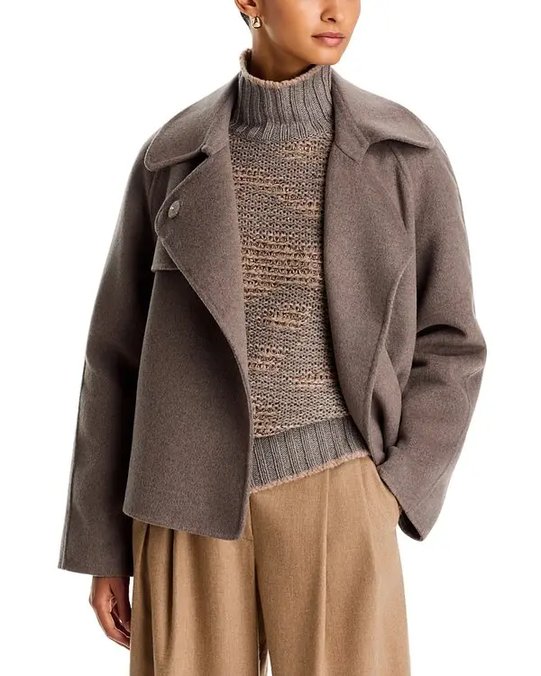 Fabiana Filippi Wool & Cashmere Double Trench Effect Short Top Coat - Falcon