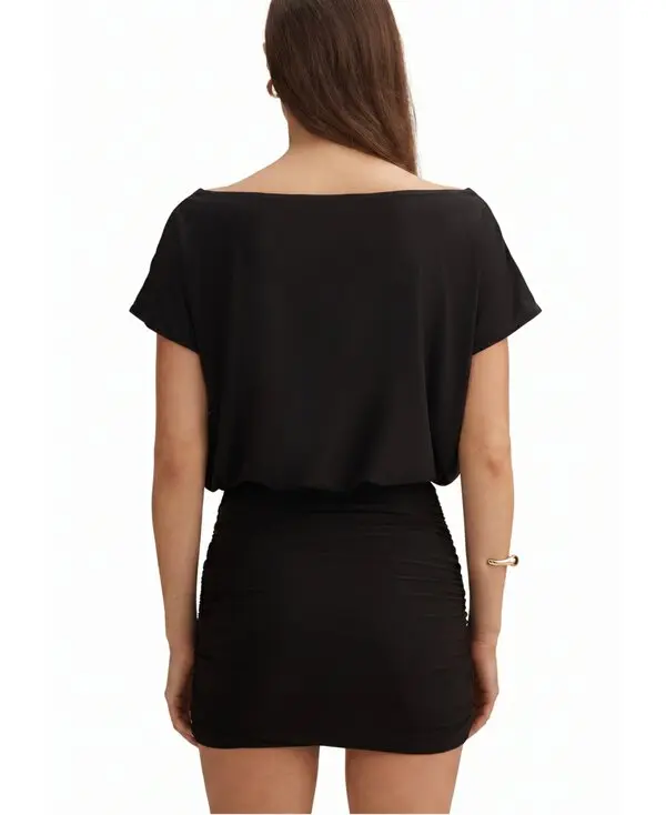 EVER NEW Kiara Tipped Draped Jersey Mini Dress