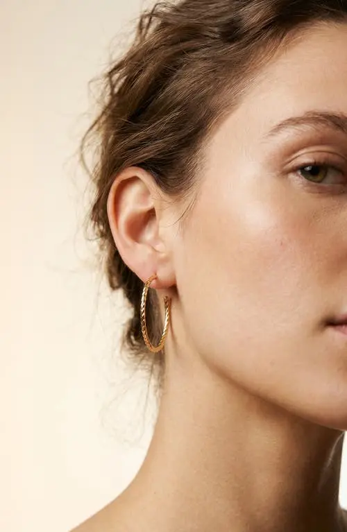 Argento Vivo Diamond Cut Hoop Earrings