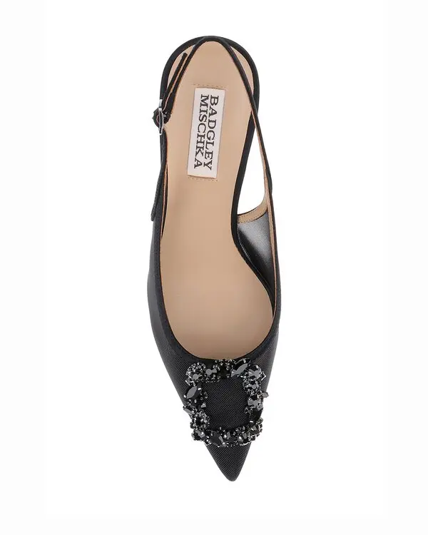 Badgley Mischka Yuta Slingback Pumps - Black Satin