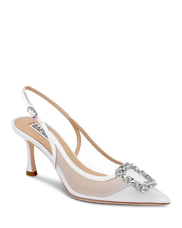Badgley Mischka Yuta Slingback Pumps - White Satin