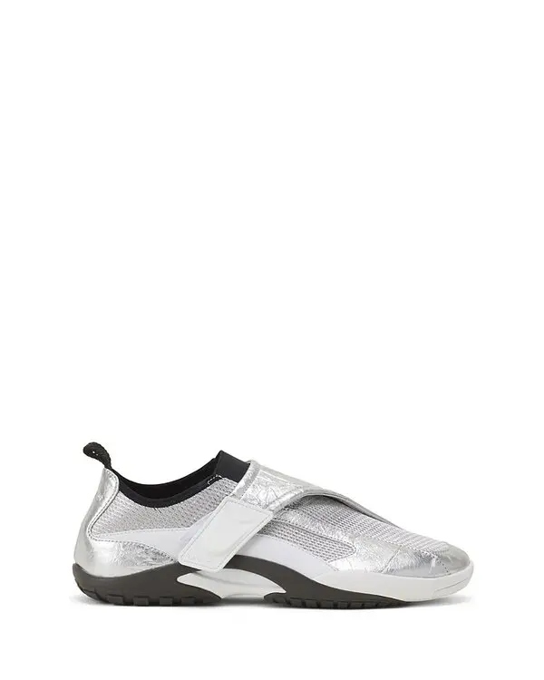 LANVIN Lnv1 Sneakers In Crinkled Metallic Leather - Black/silver