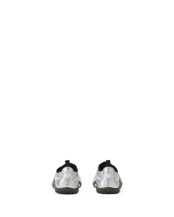 LANVIN Lnv1 Sneakers In Crinkled Metallic Leather - Black/silver
