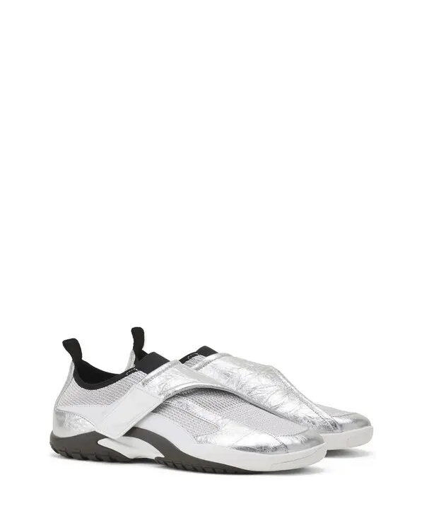 LANVIN Lnv1 Sneakers In Crinkled Metallic Leather - Black/silver