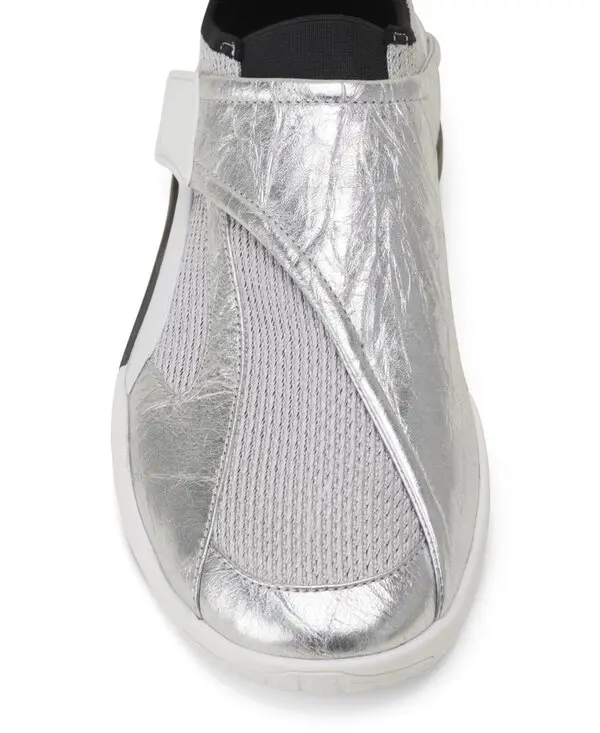 LANVIN Lnv1 Sneakers In Crinkled Metallic Leather - Black/silver