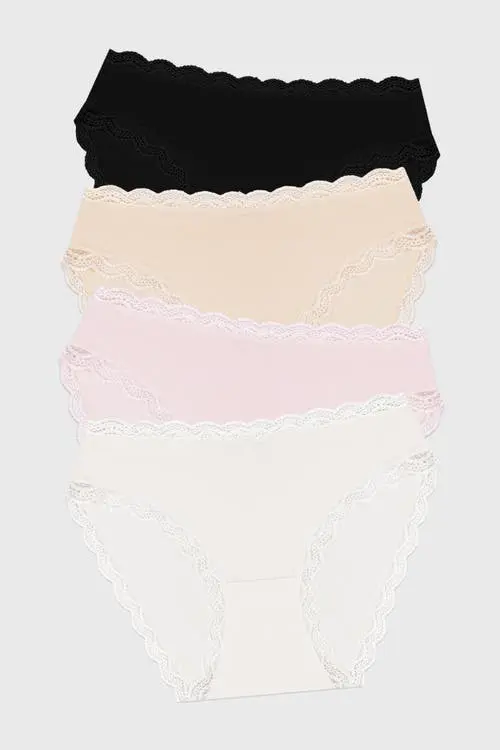 STRIPE & STARE Mid Rise Knicker Four Pack - Sand Essentials