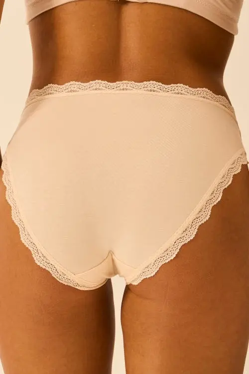 STRIPE & STARE Mid Rise Knicker Four Pack - Sand