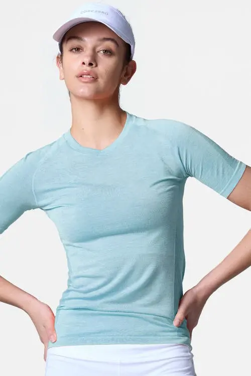 COZY ZERO Performawool Aero Weight Tee - Light Blue