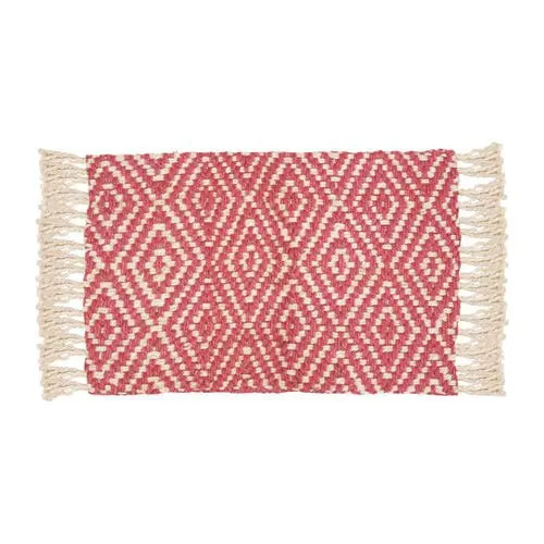 Carol & Frank Fringed Diamond Hibiscus Jute Rug - Red