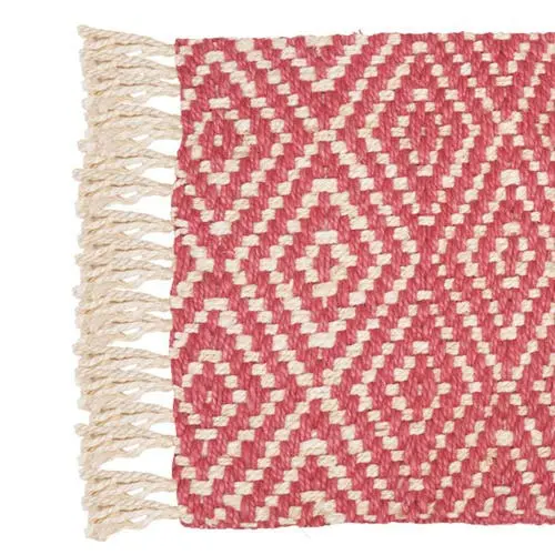 Carol & Frank Fringed Diamond Hibiscus Jute Rug