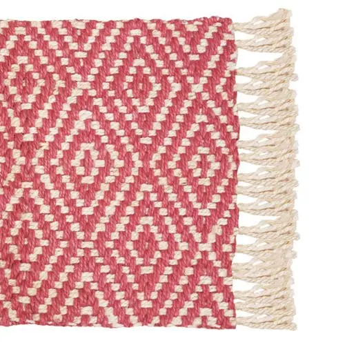 Carol & Frank Fringed Diamond Hibiscus Jute Rug
