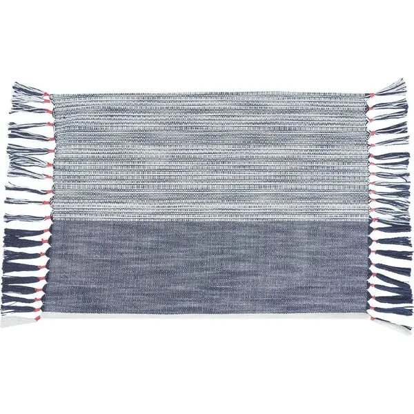 Carol & Frank Kerbey Indigo Tasseled Placemats Set Of 4 - Blue