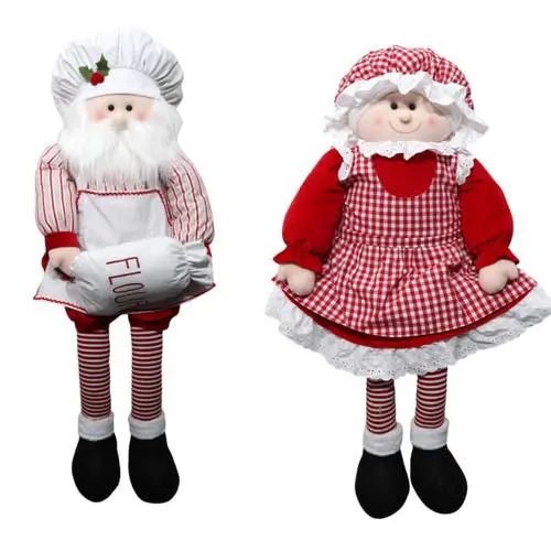 TRANSPAC Psanta And Mrs Claus Figurines Set For Christmas Decor