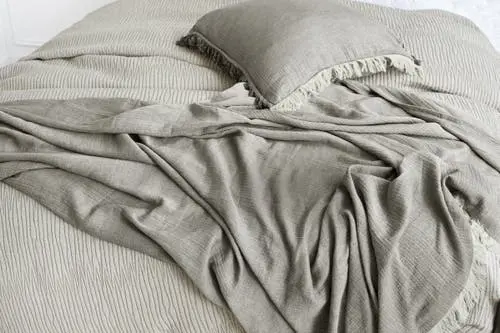 ELISABETH YORK Declan Ash 80" X 96" Throw Bed Blanket