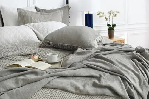 ELISABETH YORK Declan Ash 80" X 96" Throw Bed Blanket