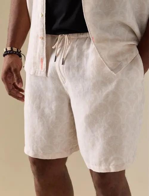 Psycho Bunny Big & Tall Printed Linen-blend Shorts