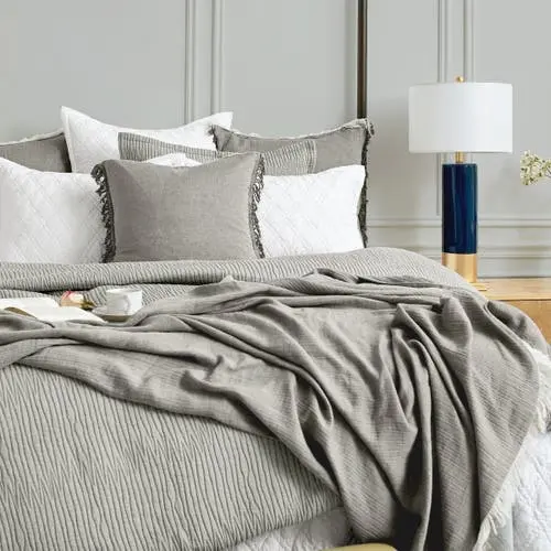 ELISABETH YORK Simone Ash 100% Cotton Queen Bed Duvet Cover