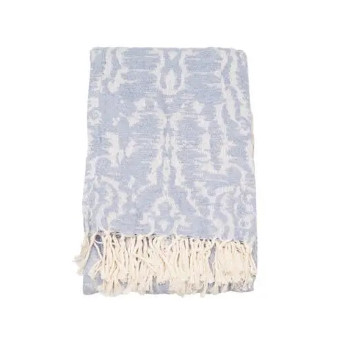 ELISABETH YORK Noelle Fog 50" X 70" Fringe Throw Blanket