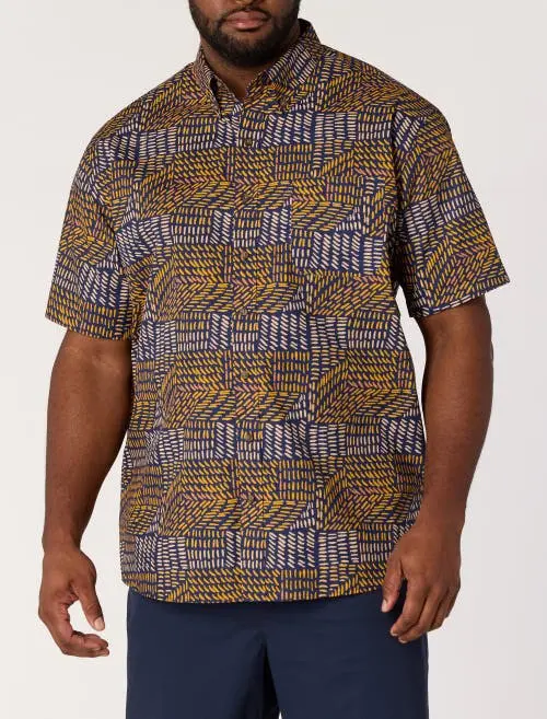 HARBOR BAY BY DXL Big & Tall Easy-care Geometric Print Sport Shirt V3 - Multi