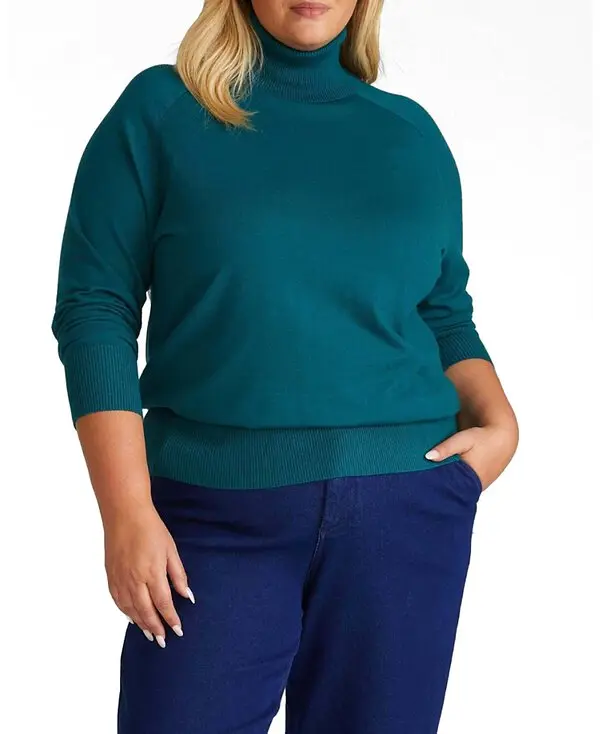 Universal Standard Plus Renee Savvy Fine Knit Raglan Turtleneck - Botanic