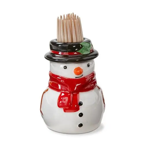 TAG Snowman Toothpick Holder Set Ceramic Kitchen Accessory