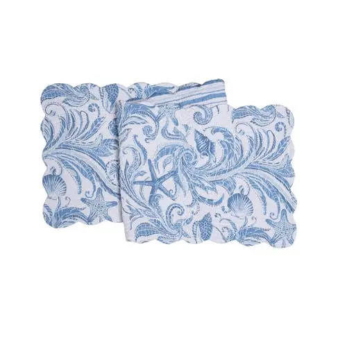 C&F HOME Tidal Waves Table Runner 14" X 51 - Blue