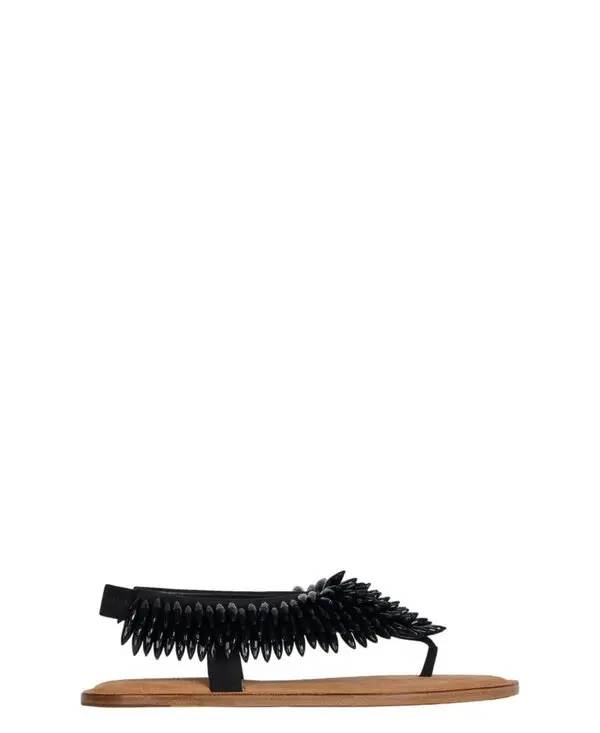 Balmain Flat Sandals In Suede And Beads