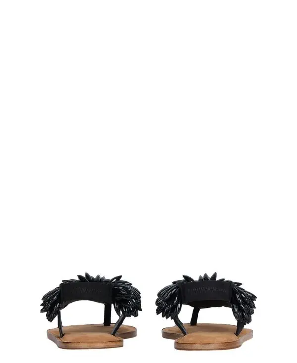Balmain Flat Sandals In Suede And Beads