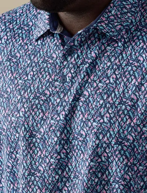 CALLAWAY Big & Tall Multi Palm Geometric Print Polo Shirt
