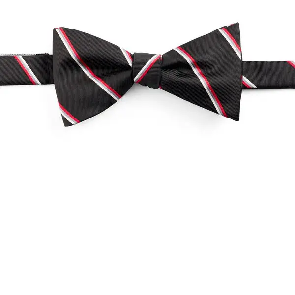 SYNRGY BY DXL Big & Tall Traditional Striped Bow Tie - Black