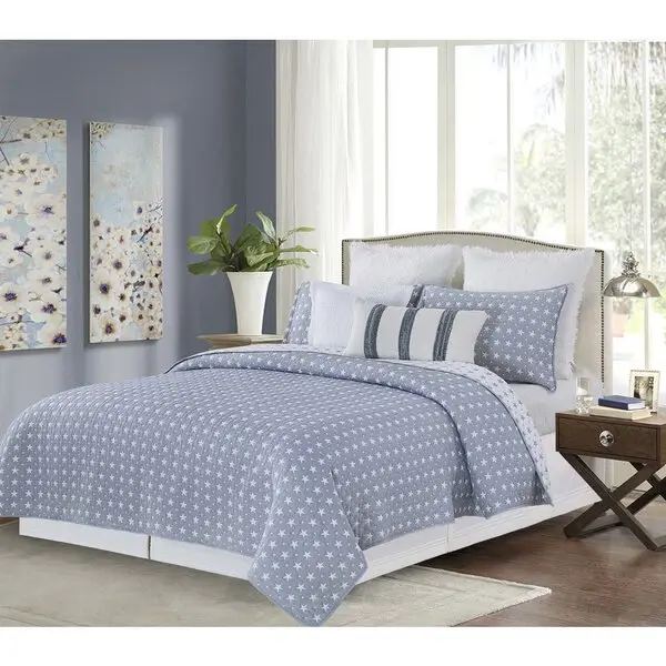 C&F HOME Chambray Star /queen3-piece Quilt Bedding Set