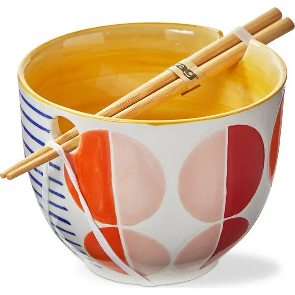 TAG Geo Circles Noodle Bowl S/2 Multi Stoneware Everyday