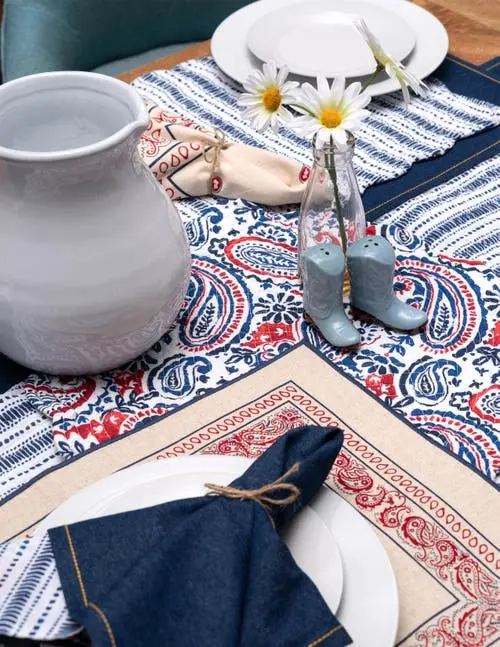 C&F HOME Americana Paisley Table Runner 14" X 51