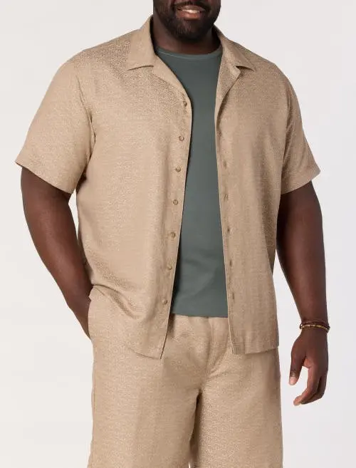SOCIETY OF ONE BY DXL Big & Tall Resort Textured Sport Shirt - Dune