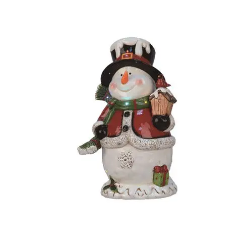 TRANSPAC Dolomite Light Up Music Snowman Decor For Holiday Cheer