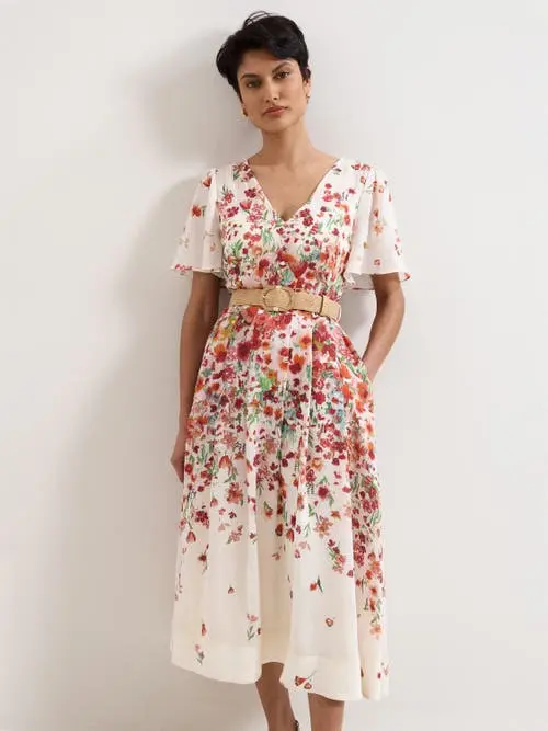 PHASE EIGHT Petite Lovette Floral Print Midi Dress