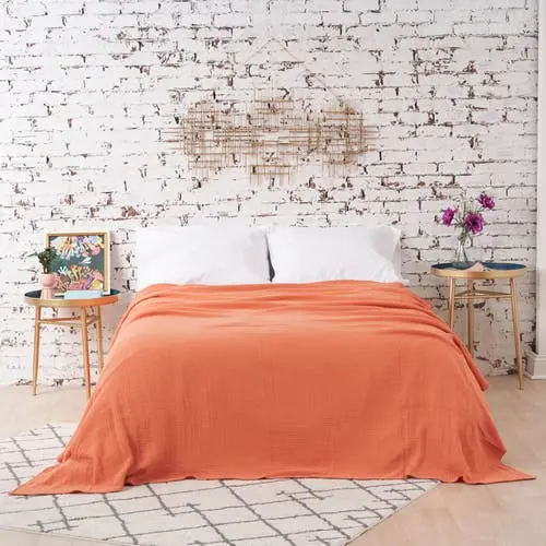 Carol & Frank Ryker Melon Gauze Coverlet Bedspread