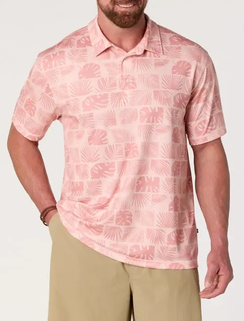 NAUTICA Big & Tall Stamped Floral Performance Polo Shirt - Conch