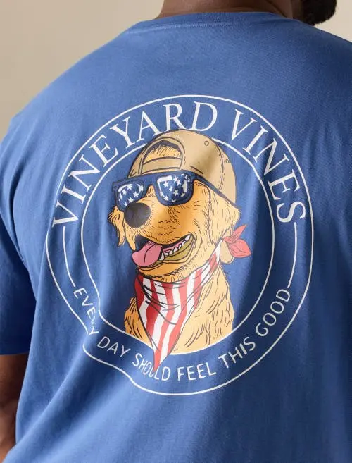 Vineyard Vines Big & Tall Americana Dog Pocket T-shirt - Moonshine