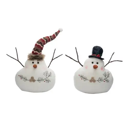TRANSPAC Pmelty Snowman Set Of Two Christmas Decorations