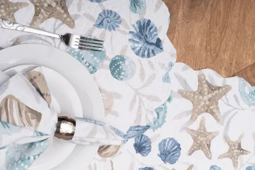 C&F HOME Coastal Shells Set Of 6 Cloth Napkins