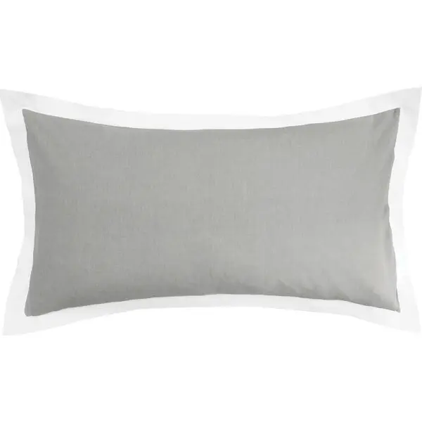 ELISABETH YORK Digby Pewter 100% Cotton Chambray Sham 20" X 36 - Grey