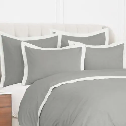ELISABETH YORK Digby Pewter 100% Cotton Chambray Sham 20" X 36